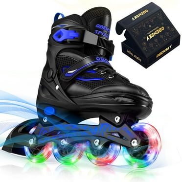 SubSun Boys & Girls Adjustable Rollerblades with Light Wheels, Blue ...