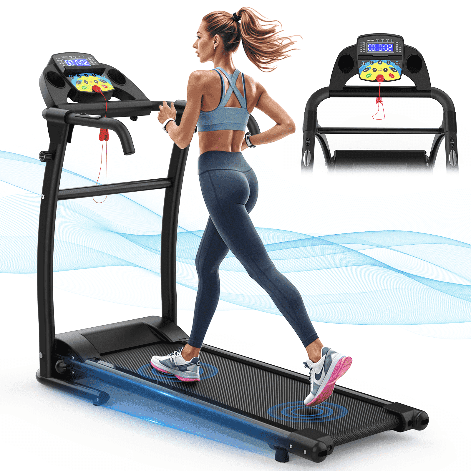OBENSKY Folding Treadmills for Home 300lb Capacity, Compact treadmills ...