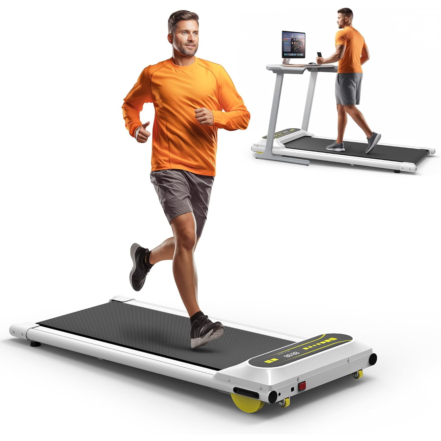 OBENSKY Heavy Duty Under Desk Treadmill, 2.25HP Portable Mini Workout ...