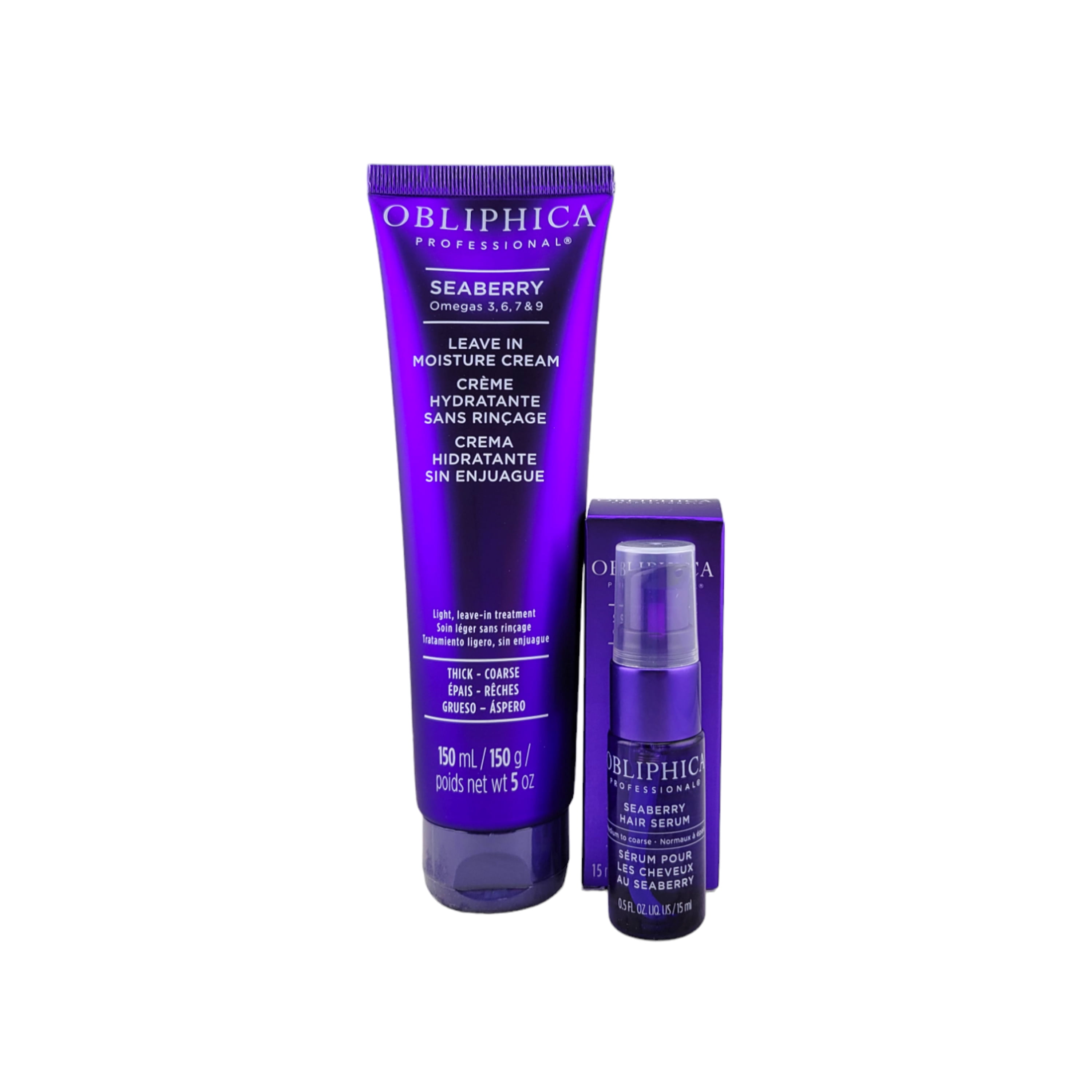 OBLIPHICA Seaberry Leave In-Moisture Cream 5oz.& Hair Serum 0.5oz Duo ...
