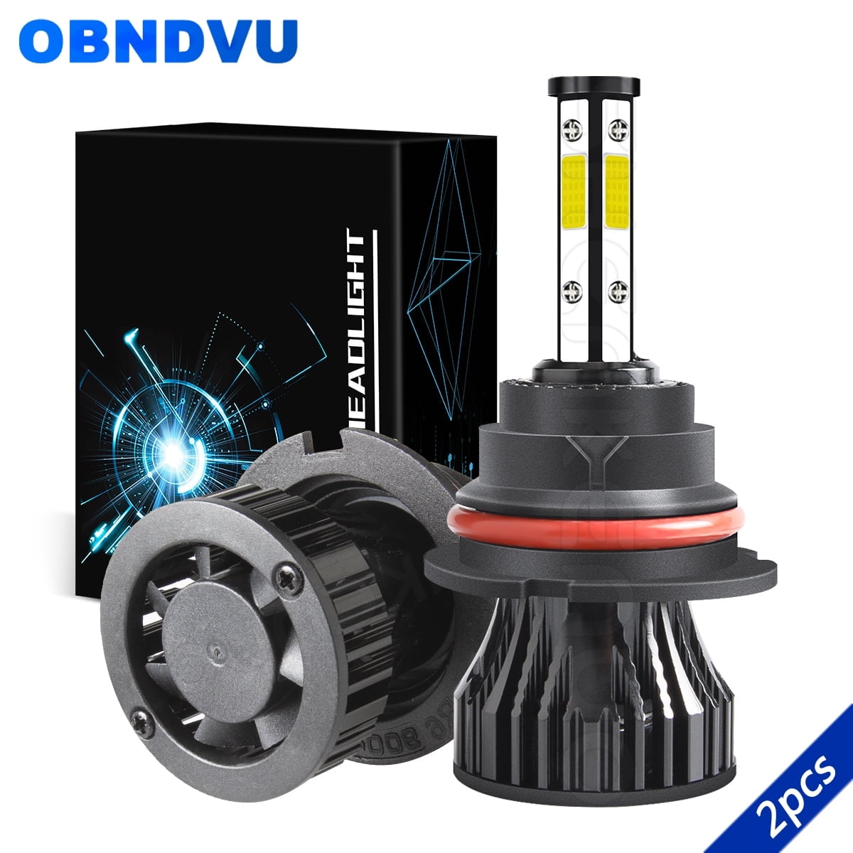 OBNDVU 9007 HB5 LED Headlight High&Low Beam Bulbs 52W 5200LM 6000K ...