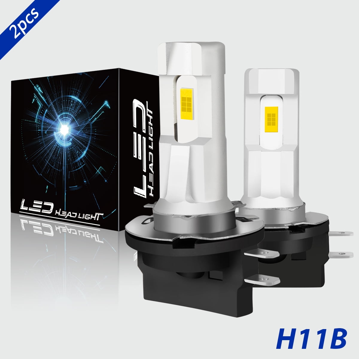 OBNDVU H11B LED Headlight Bulbs Combo Kit High/Low Beam 6000K Cool White Bright 2pcs - Walmart.com