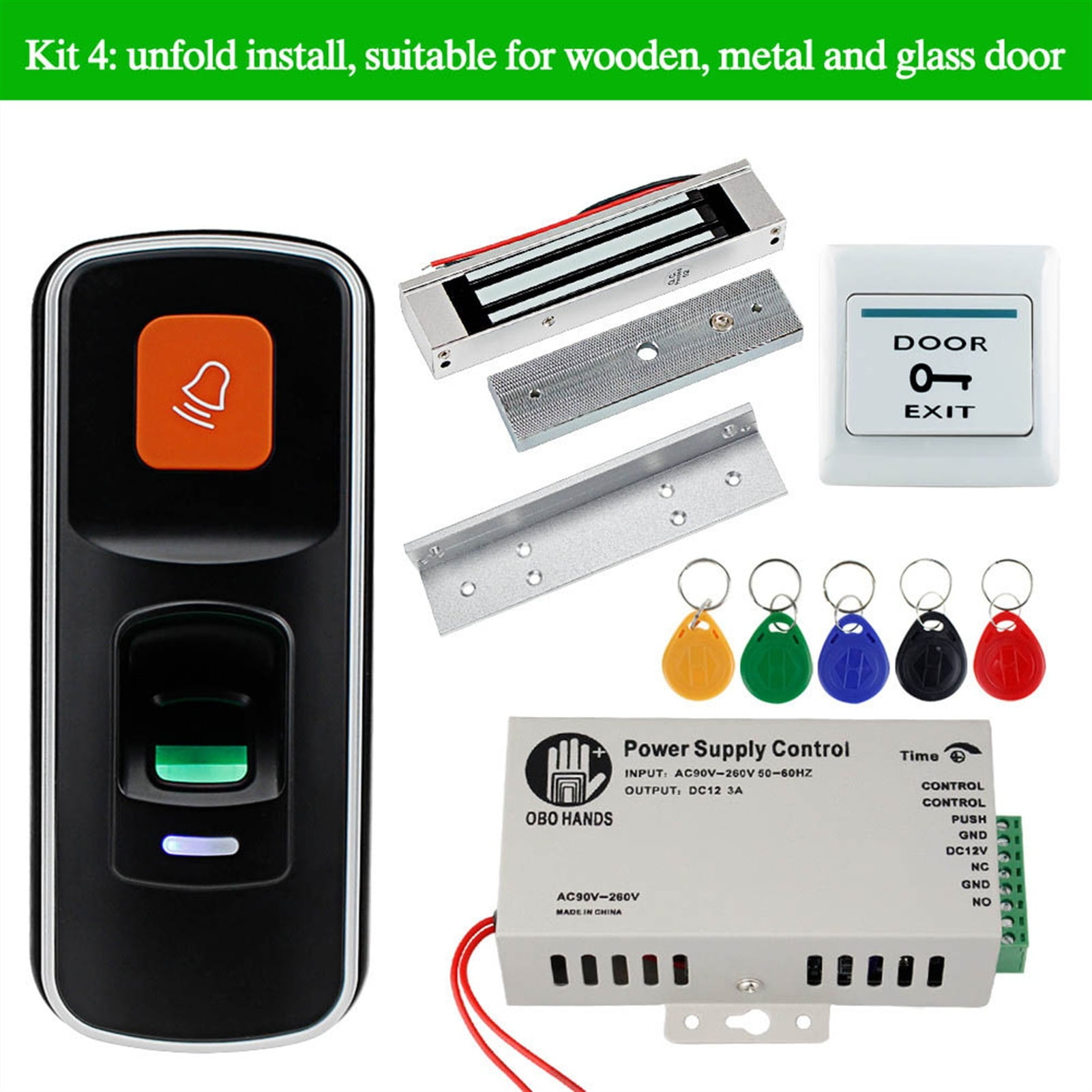 OBO RFID Door Access Control System Kit Set 125KHz Fingerprint Biometric +Electric Magnetic ...
