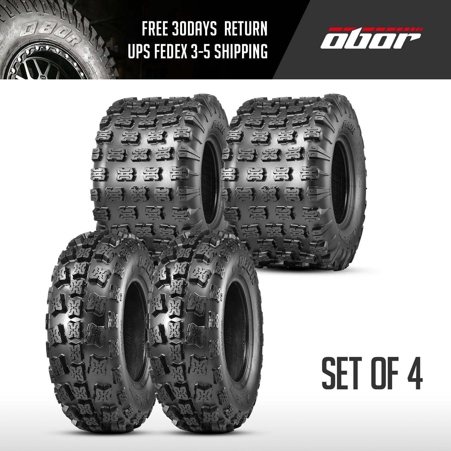 OBOR Advent ATV Tires 21x7-10 Front & 20x11-9 Rear, 6 Ply GNCC Champion ...