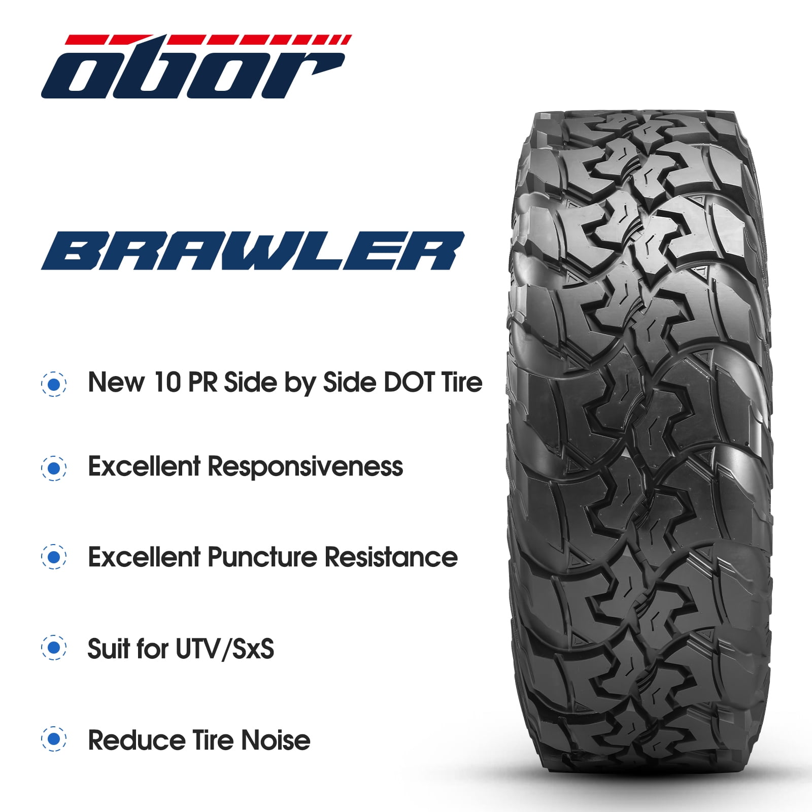 OBOR Brawler 30x10R14 30x10x14 UTV Tires Off-Road 10 Ply Front/Rear ...