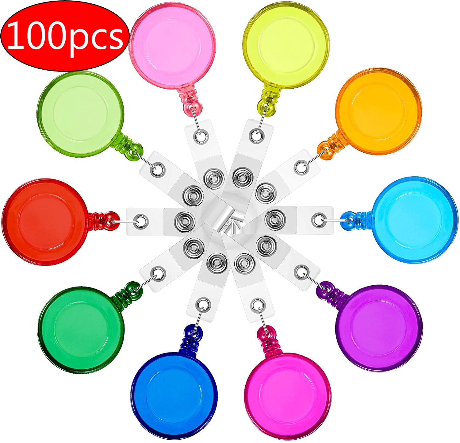 OBOS0E 100 Pcs Badge Reels Retractable Badges Holder for ID Card ...