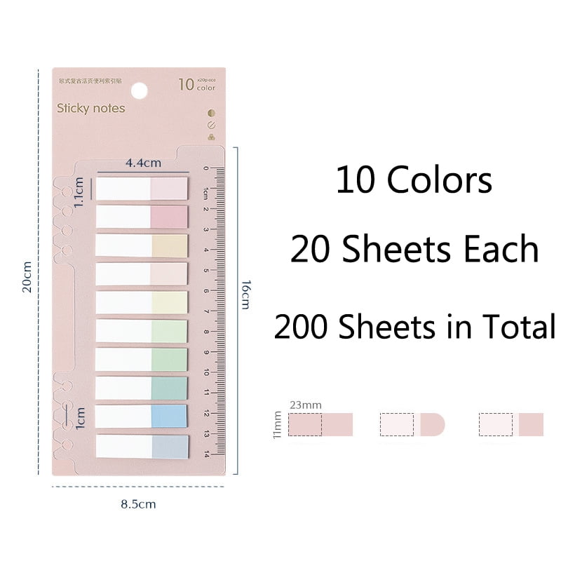 OBOSOE 1 Pack 201 Pieces Sticky Tabs with Ruler, Writable ...