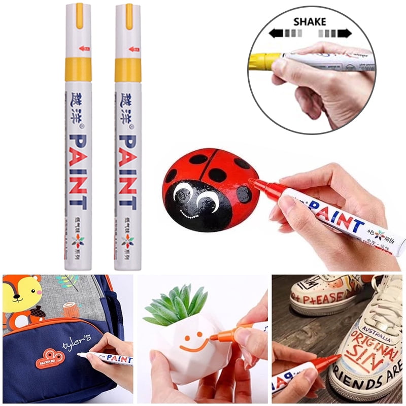 OBOSOE 2PCS Paint Markers Never Fade Quick Dry Permanent Yellow Oily ...