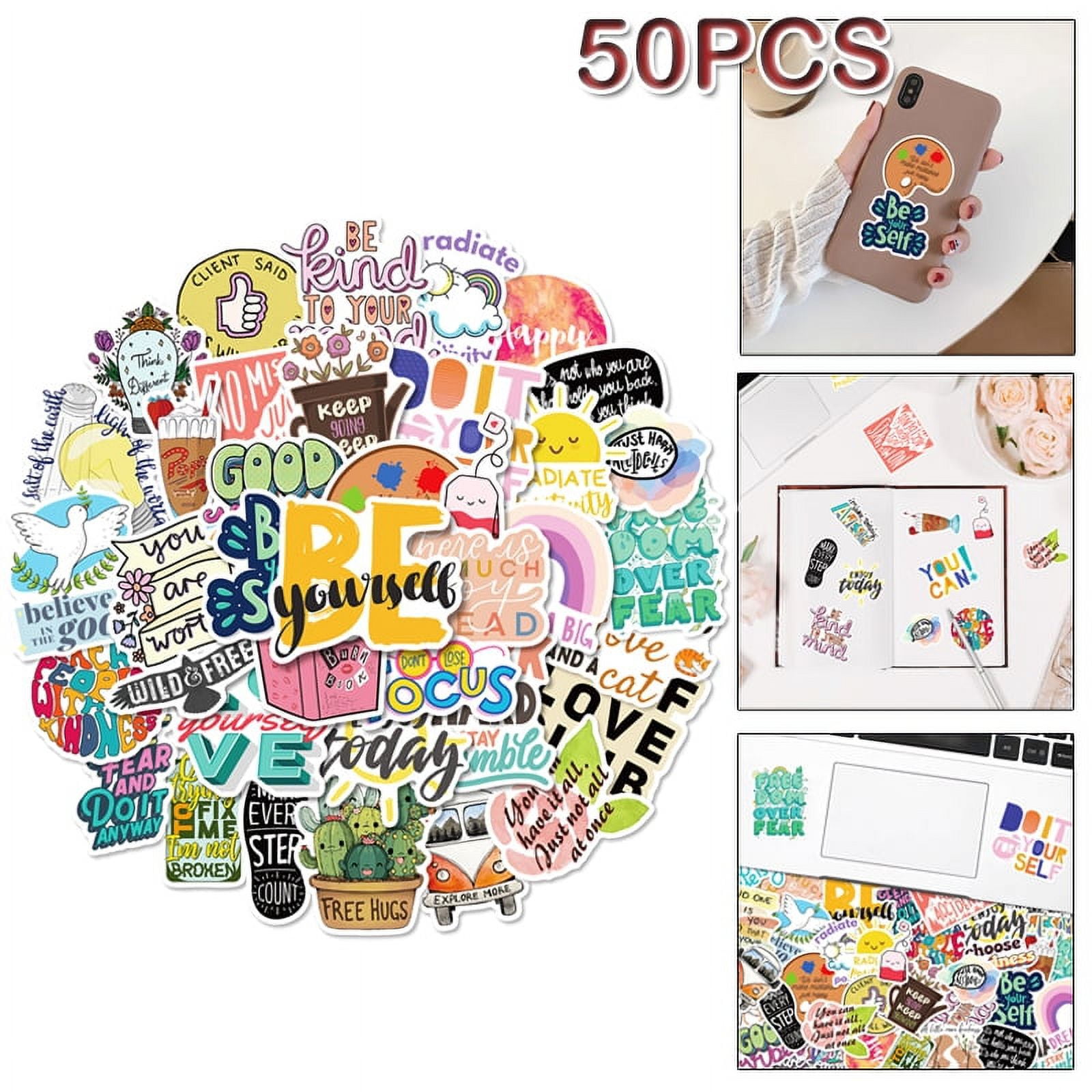OBOSOE 50 Pieces Of Inspirational Aesthetic Text Stickers Inspirational ...