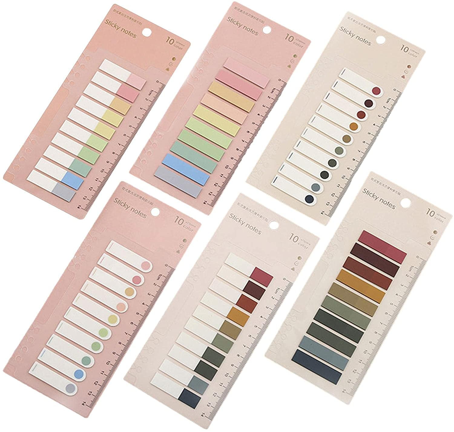 OBOSOE 6 Pack 1200 Pieces Sticky Tabs with Ruler, Writable ...