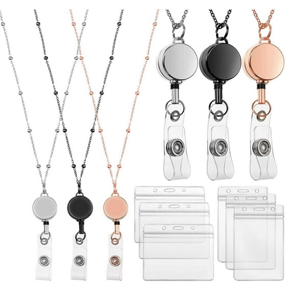 OBOSOE Adjustable Retractable Badge Lanyard with 6 Badge Holders for ID ...