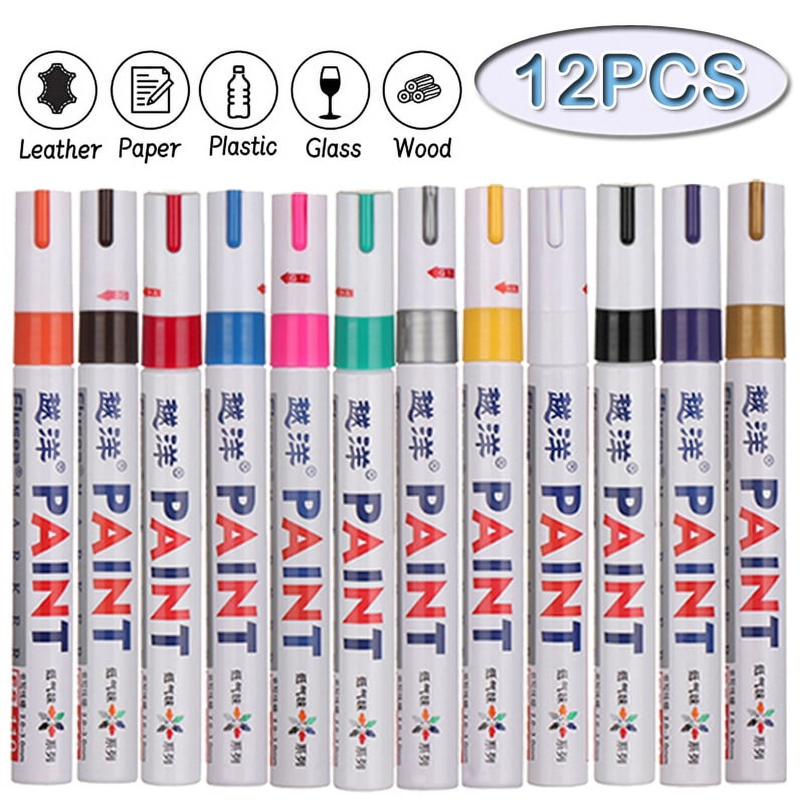 OBOSOE Pack of 12 Oil-Based Paint Markers for Painting Rocks,Wood ...