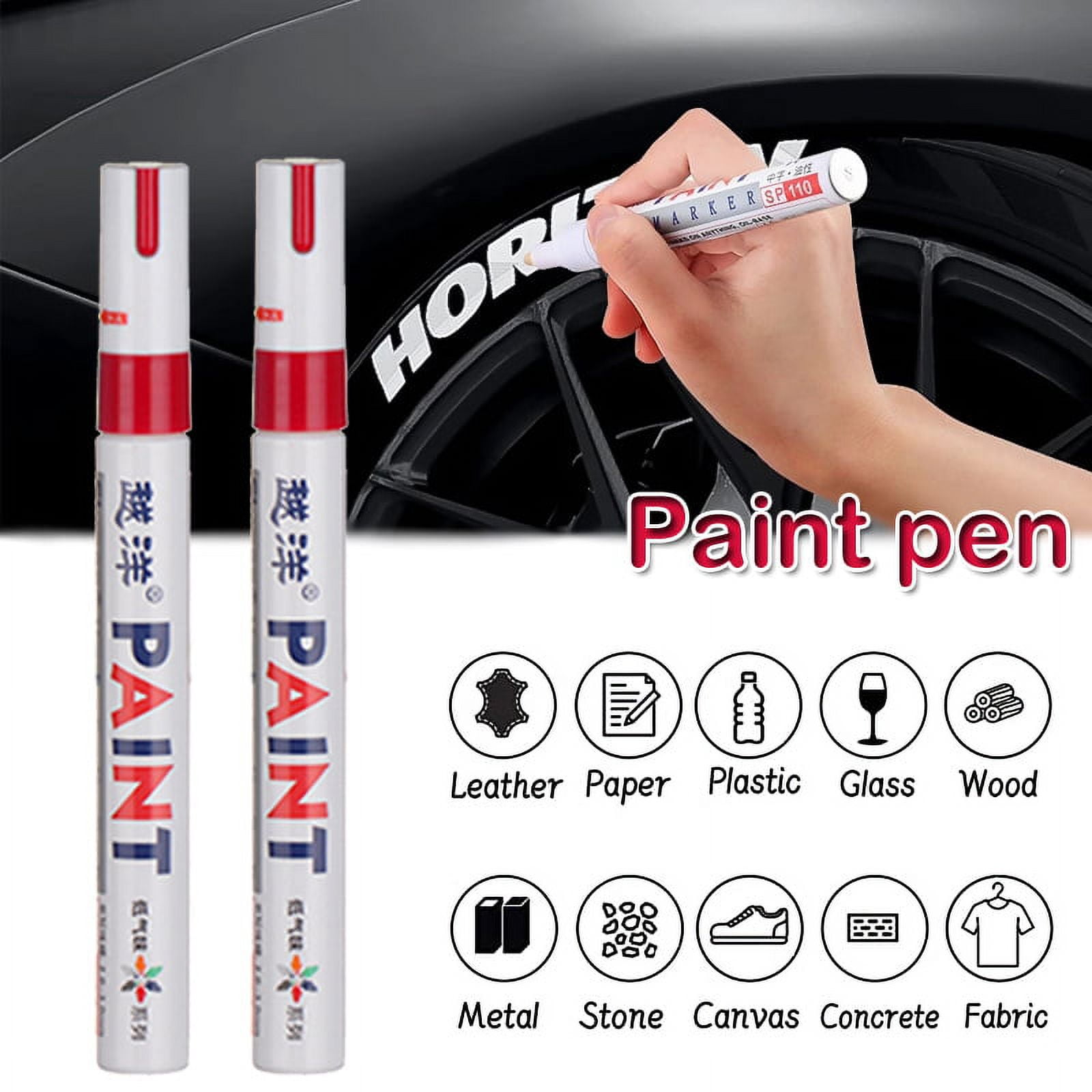 OBOSOE Red Paint Pens,2-Pack Oil-Based Permanent Pens,Medium Nibs,Quick ...