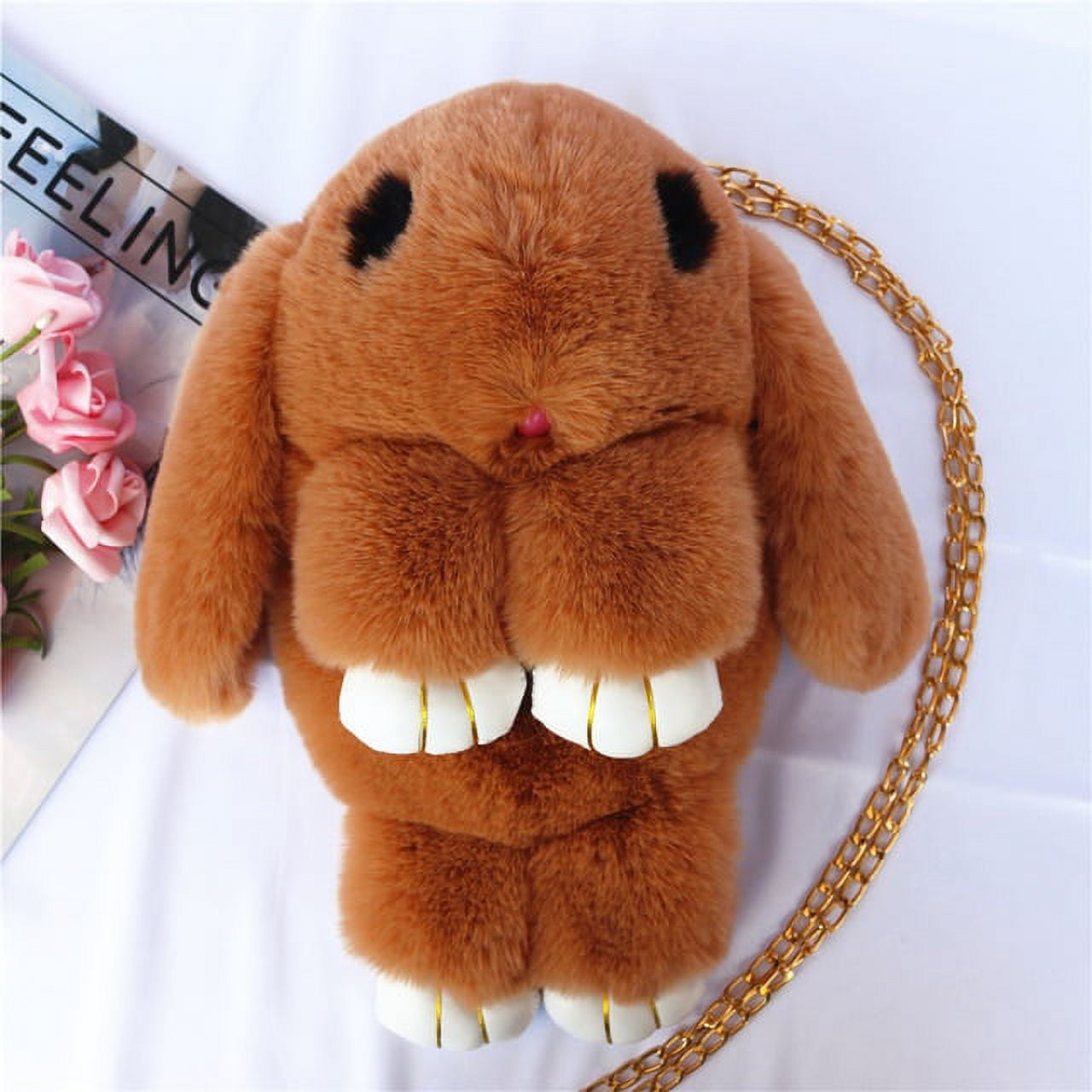 OBOSOE Women Cartoon Rabbit Sling Bag Fluffy Bunny Shoulder Bag ...