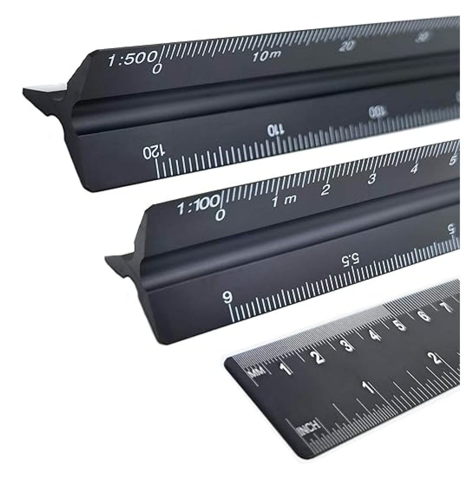 OBPSFY Architectural Scale Ruler, 30cm Aluminum Triangular Ruler with ...