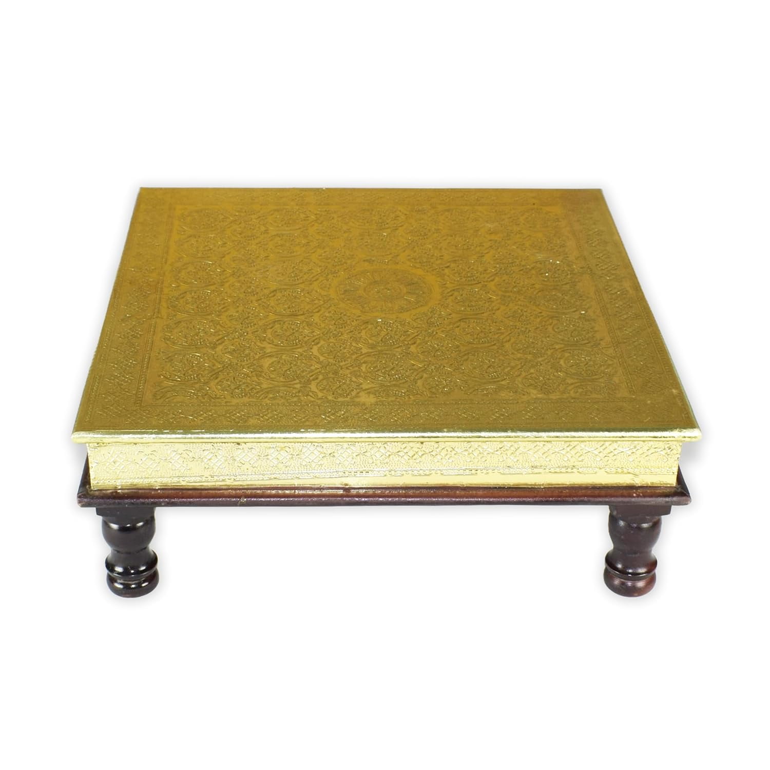 OBRAWAL Golden Wooden Chowki 18x18x65 inches Multipurpose Stool for ...