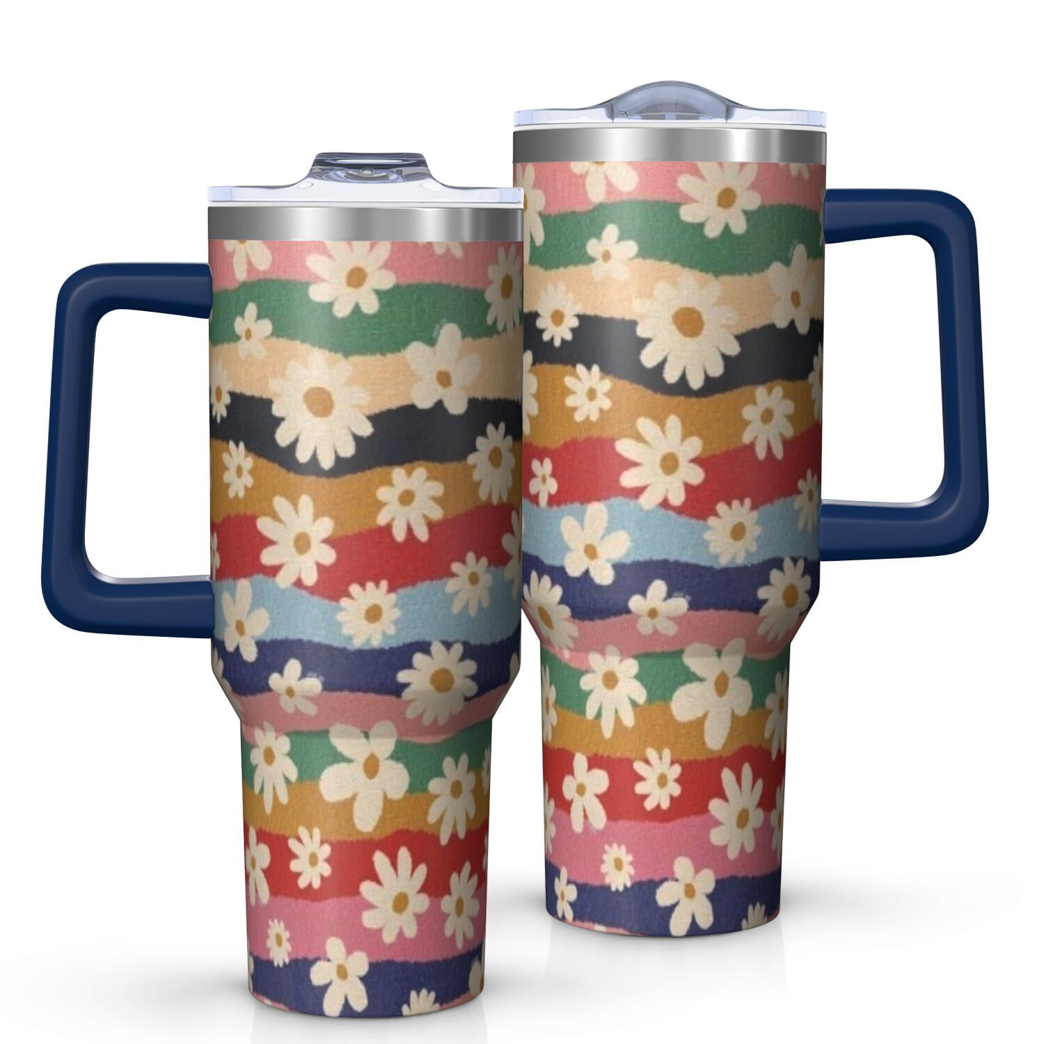 OBREWU Pioneer Flower Tumbler with Handle and Lid,40oz Pioneer Flower ...
