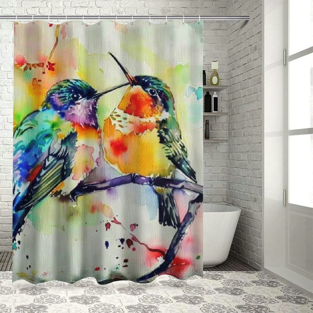 Obrewy Chic Modern Bathroom Decor Spring Hummingbirds Watercolor Birds
