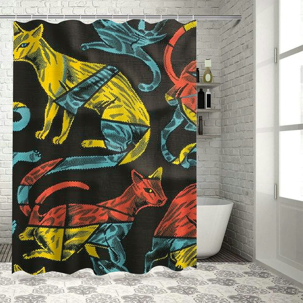 Obrewy Cute Cat Shower Curtain Multiple Sizes 100 Polyester Fiber Chic