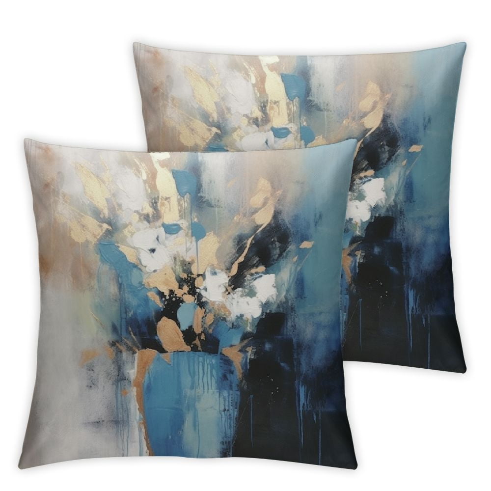 Obrewy Gold Foil Blue High Quality 2 Piece Short Plush Pillowcase Set