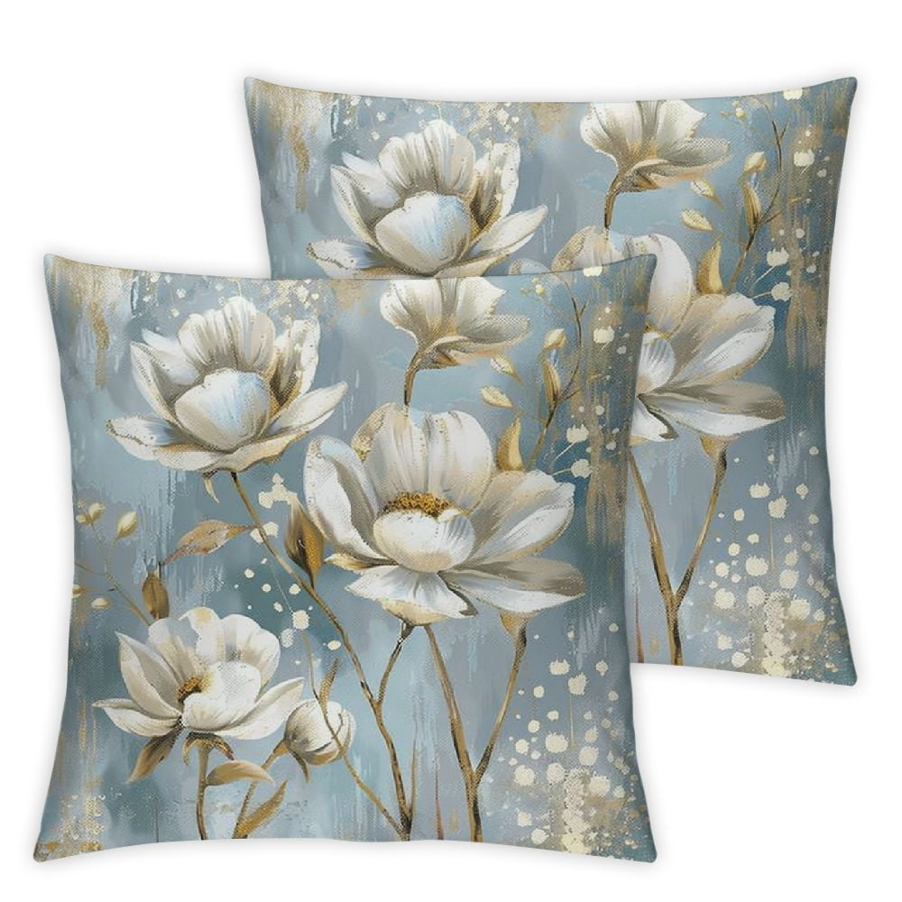 Obrewy Gold Foil Flowering 2 Piece Short Plush Pillowcase Set