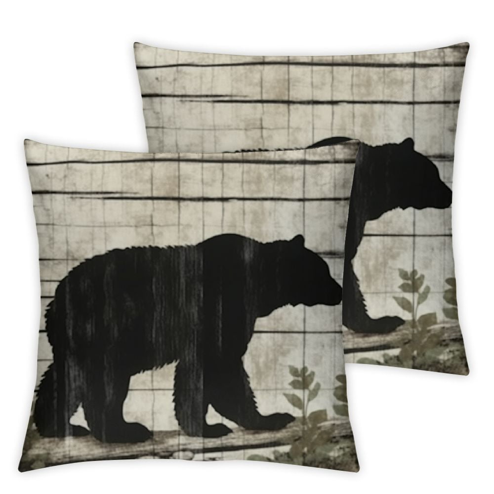Obrewy Hunting Bear Printed On Both Sides 2 Piece Short Plush