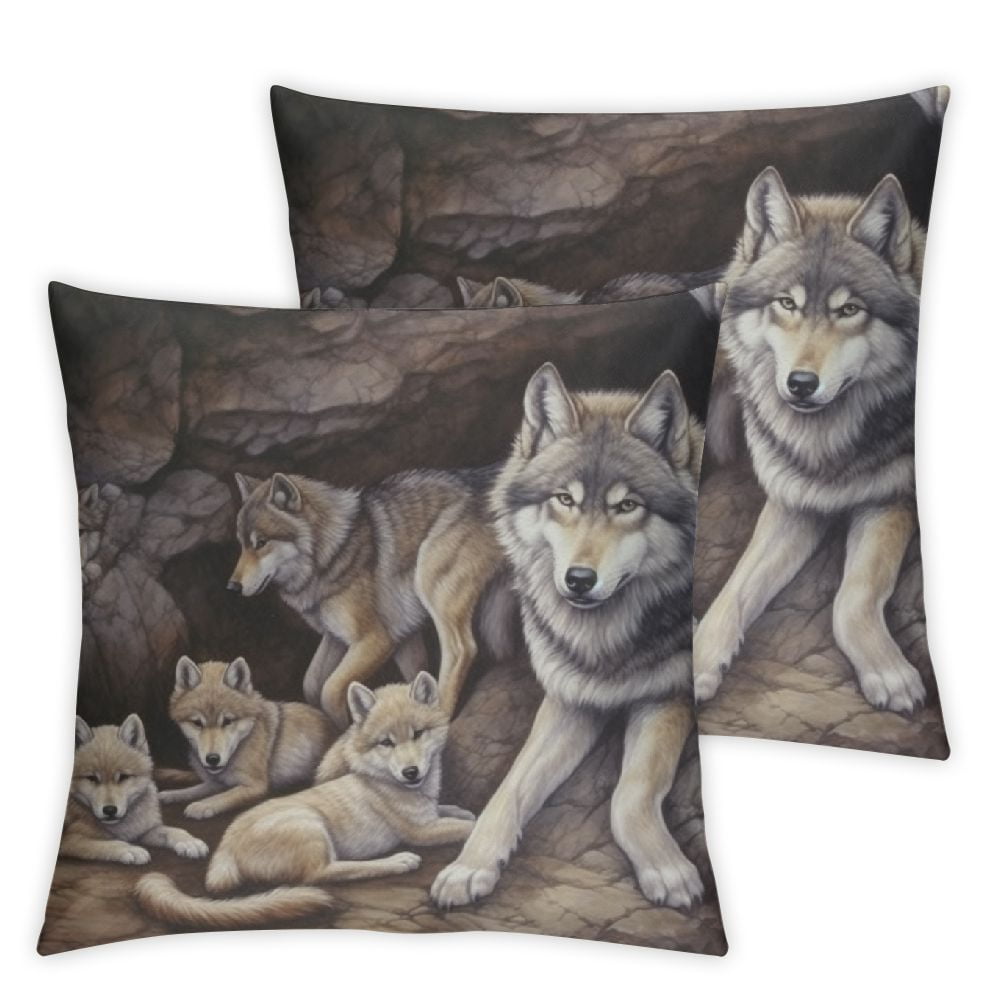 Obrewy Short Plush Wolves 2 Piece Pillowcase Set Universal 1 White