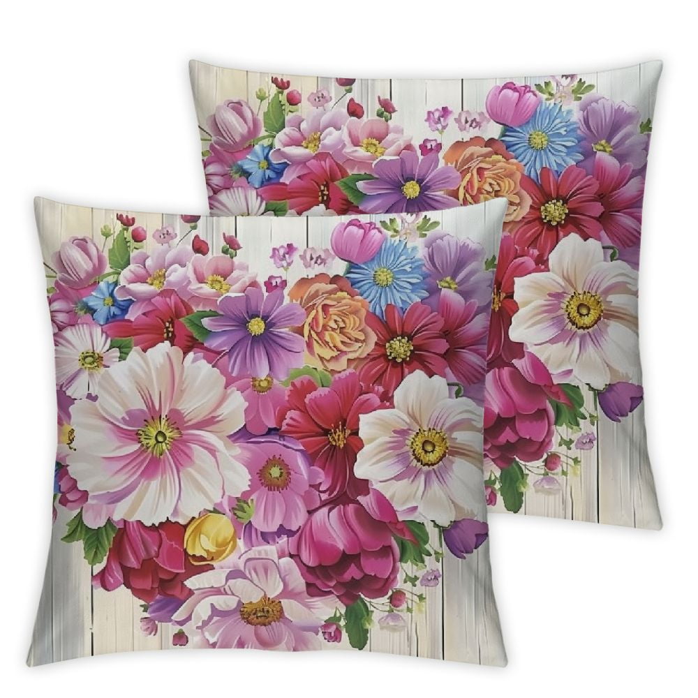 Obrewy Spring Floral Pink Flowers Mothers Day Short Plush Pillowcase