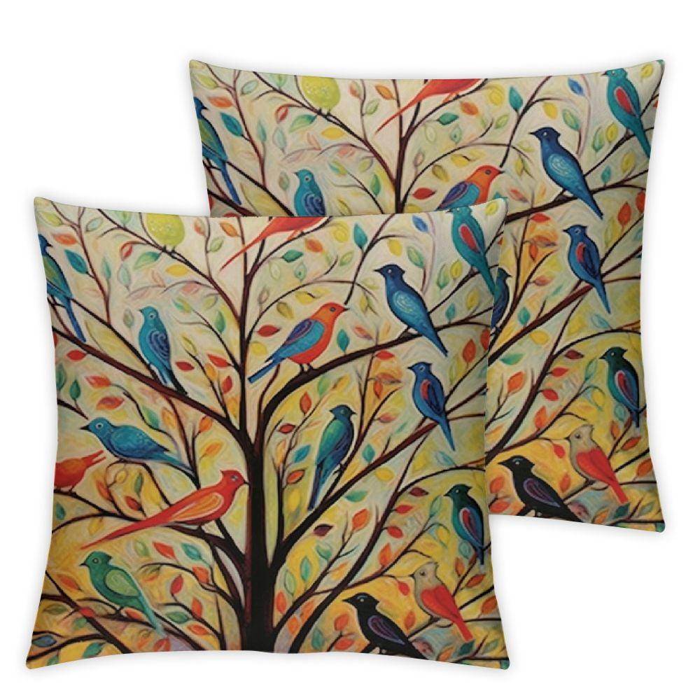 Obrewy Spring Summer Birds 2 Piece Short Plush Pillowcase Set