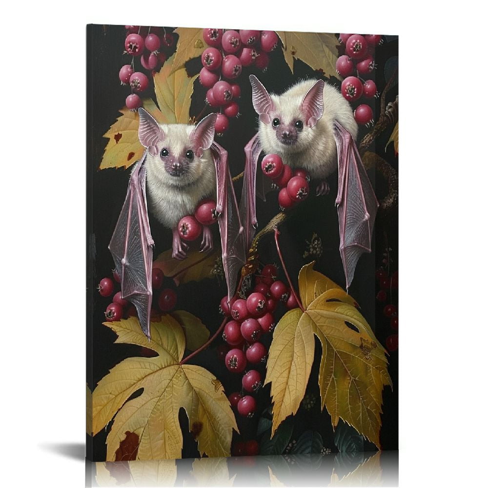 OBREWY Vintage Bat Canvas Wall Art Gothic Bat Canvas Art Goth Paintings ...