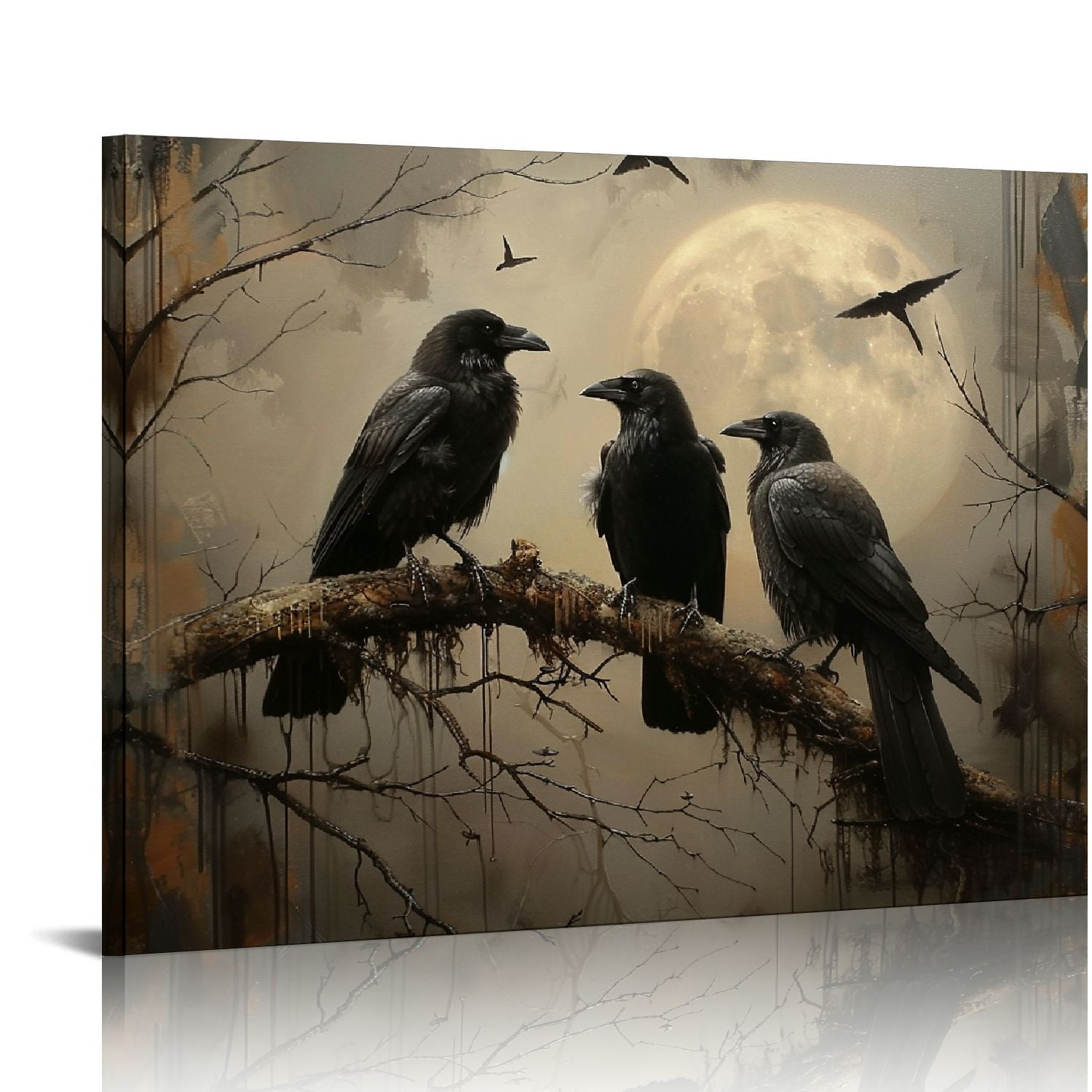OBREWY Vintage Crow Picture Dark Academia Paintings Raven Art Print ...