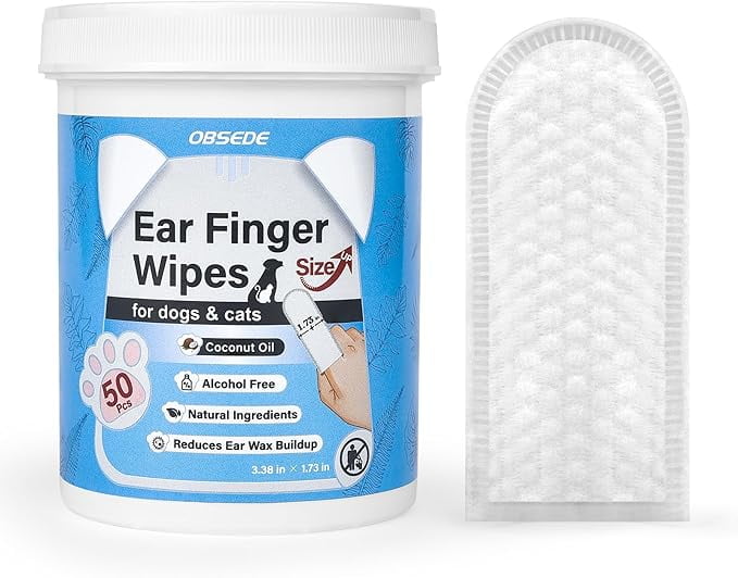 OBSEDE Dog Ear Wipes - Wider Ear Finger Cleaner Grooming Kit Care for ...