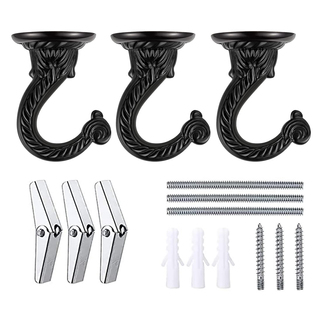 OBSTKUCHEN 3 Sets Large Swag Ceiling Hooks Heavy Duty Swag Hook with ...