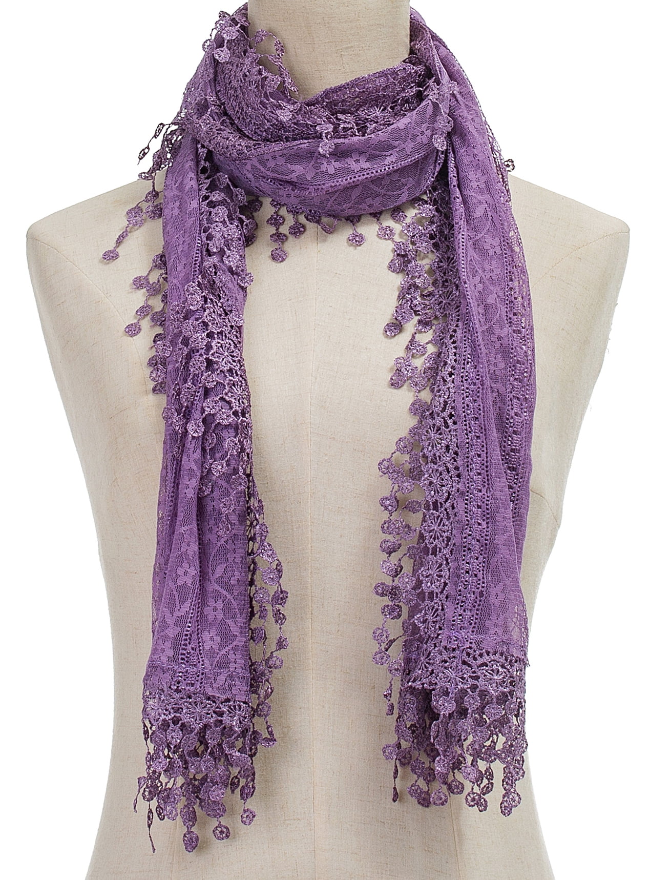 OC Fashion & Co Lightweight Feminine Teardrop Fringe Vintage Lace Scarf ...