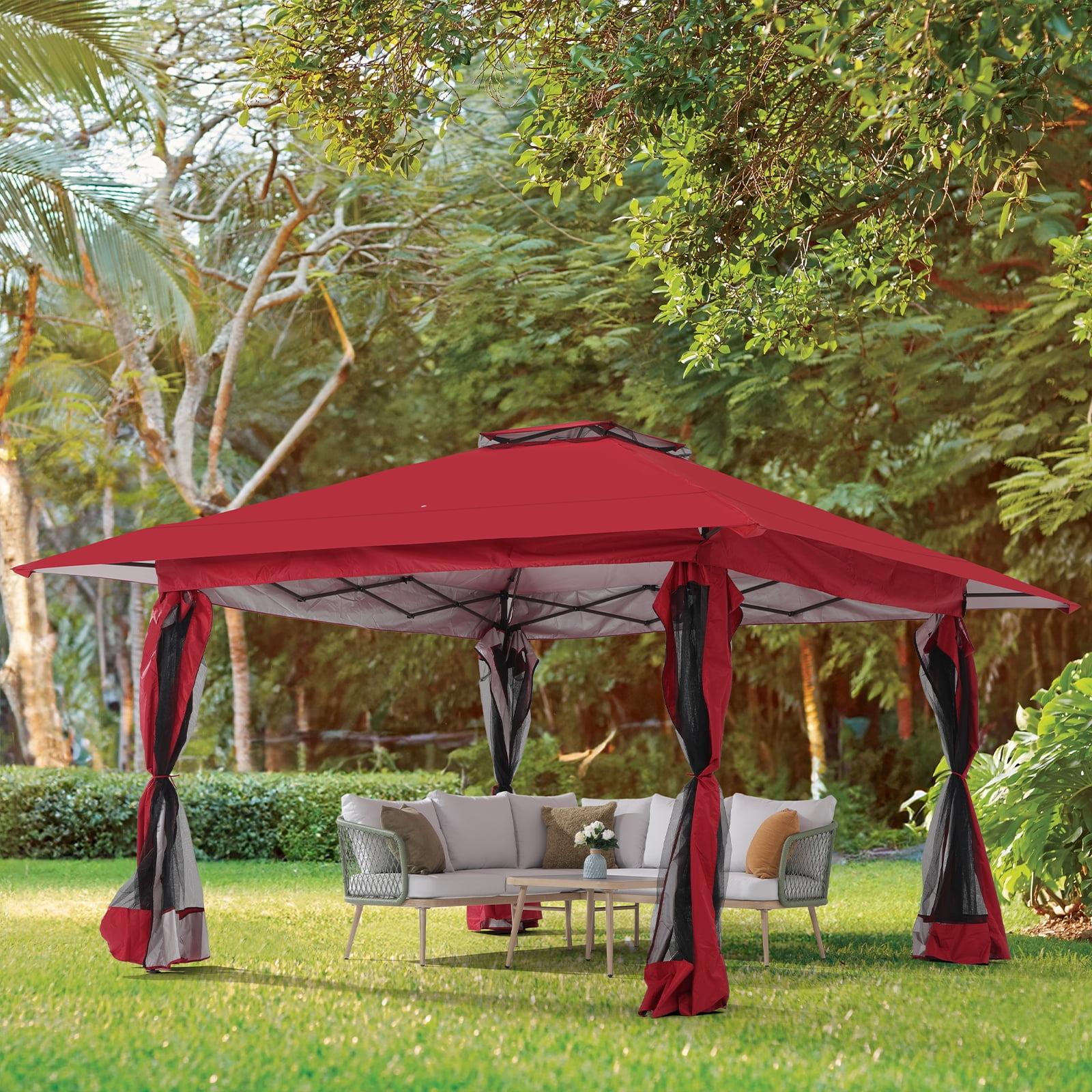 OC Orange-Casual 13’x13’ Outdoor Pop Up Gazebo with Netting Walls ...