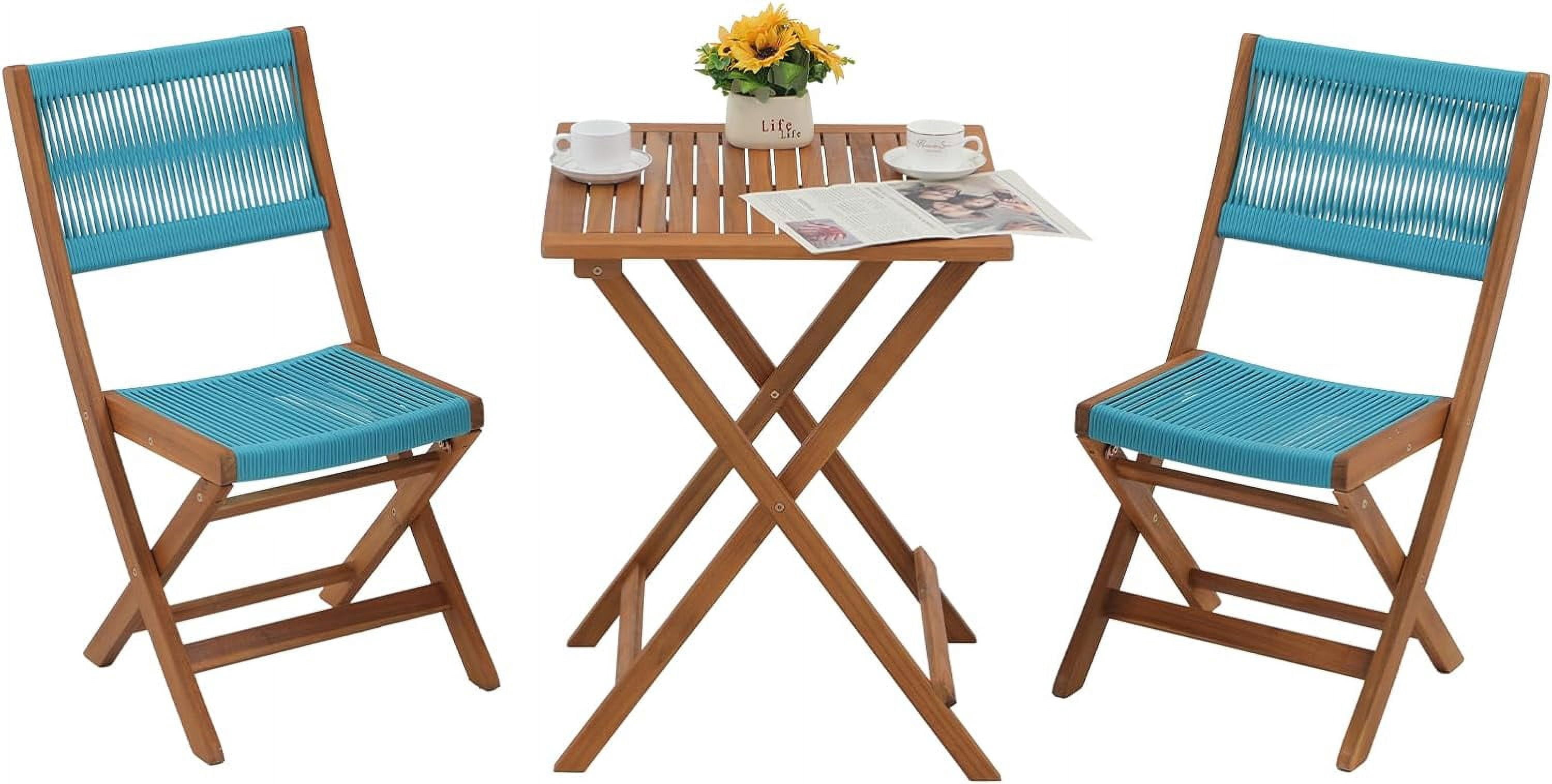 OC Orange-Casual 3 Piece Acacia Patio Bistro Set, Outdoor Compact Wood ...