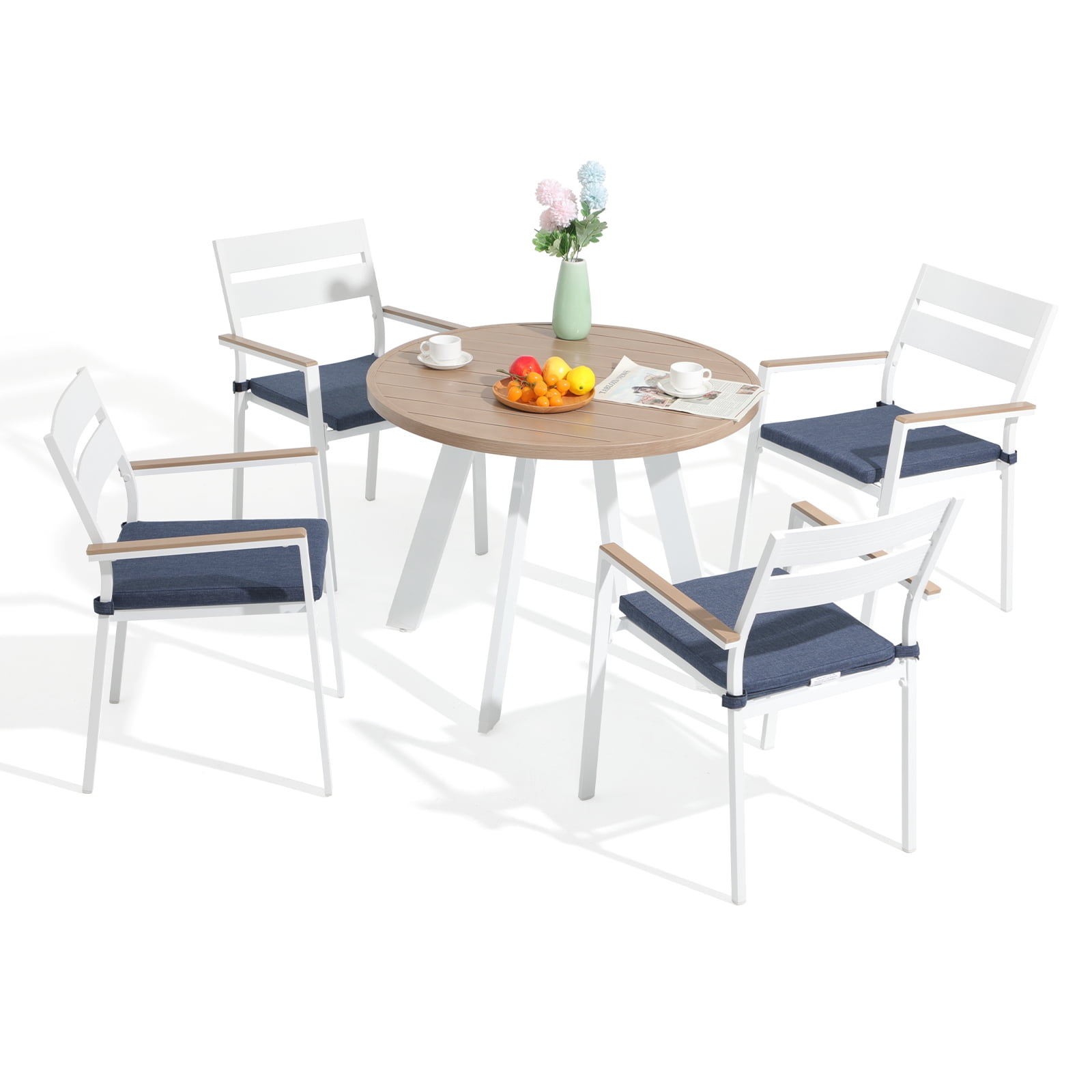 OC Orange-Casual Outdoor 5pc Metal Patio Set, Stackable Chairs ...
