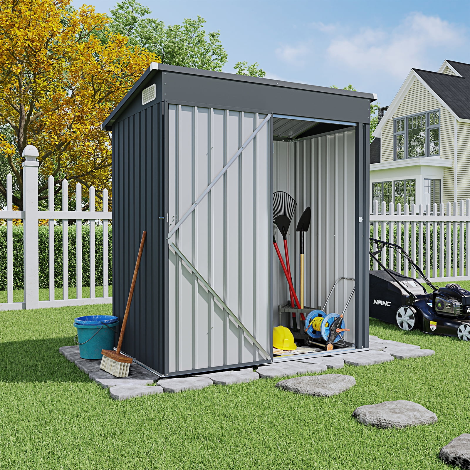 OC Orange-Casual 5' x 3' FT Outdoor Storage Shed, Metal Garden Tool ...