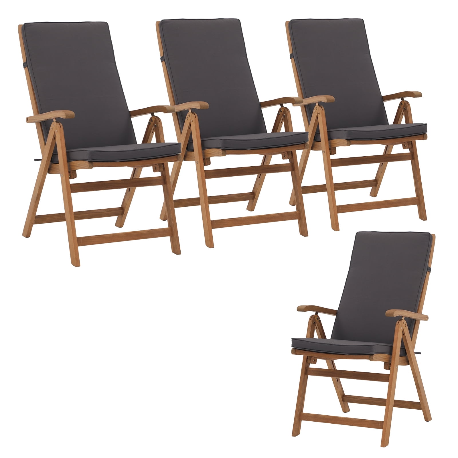 OC Orange-Casual Folding Patio Dining Chair Set of 4, Outdoor Acacia ...