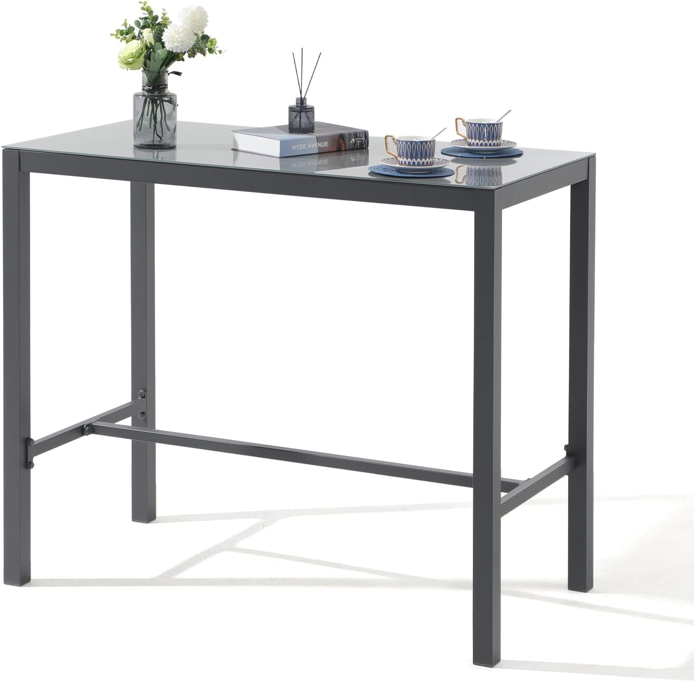 OC Orange-Casual Outdoor Bar Table, All-Weather Aluminum Rectangular ...