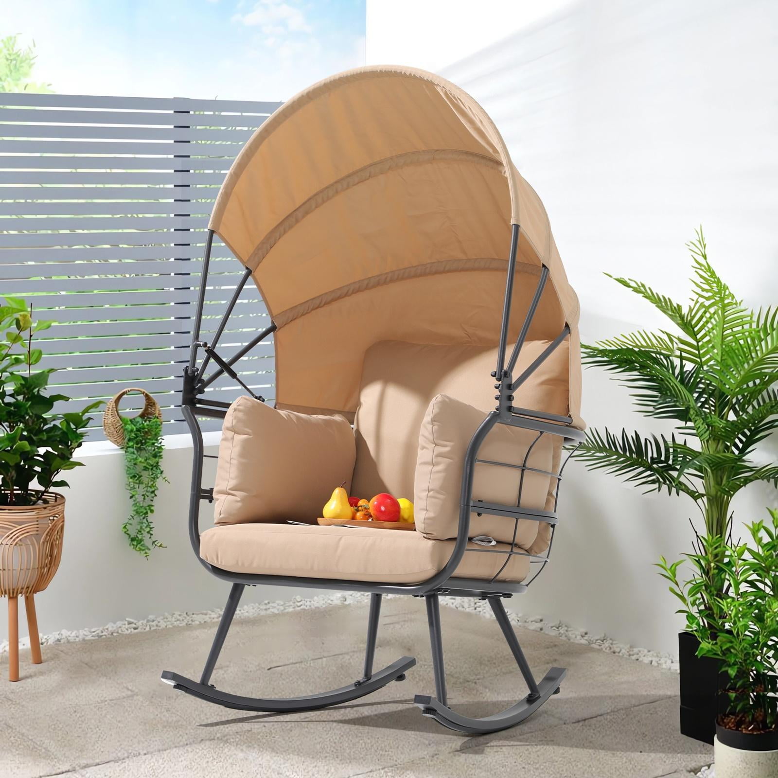 OC Orange-Casual Outdoor Rocking Egg Chair, Patio Rocker Chair with ...