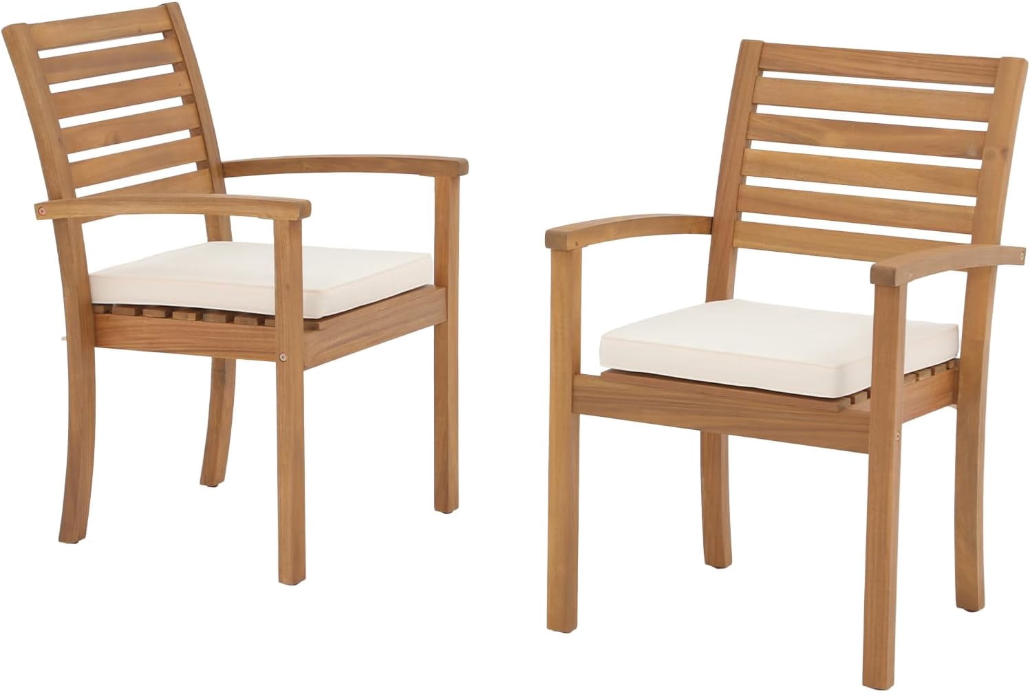 OC Orange-Casual Stackable Patio Dining Chairs Set of 2, Outdoor Acacia ...