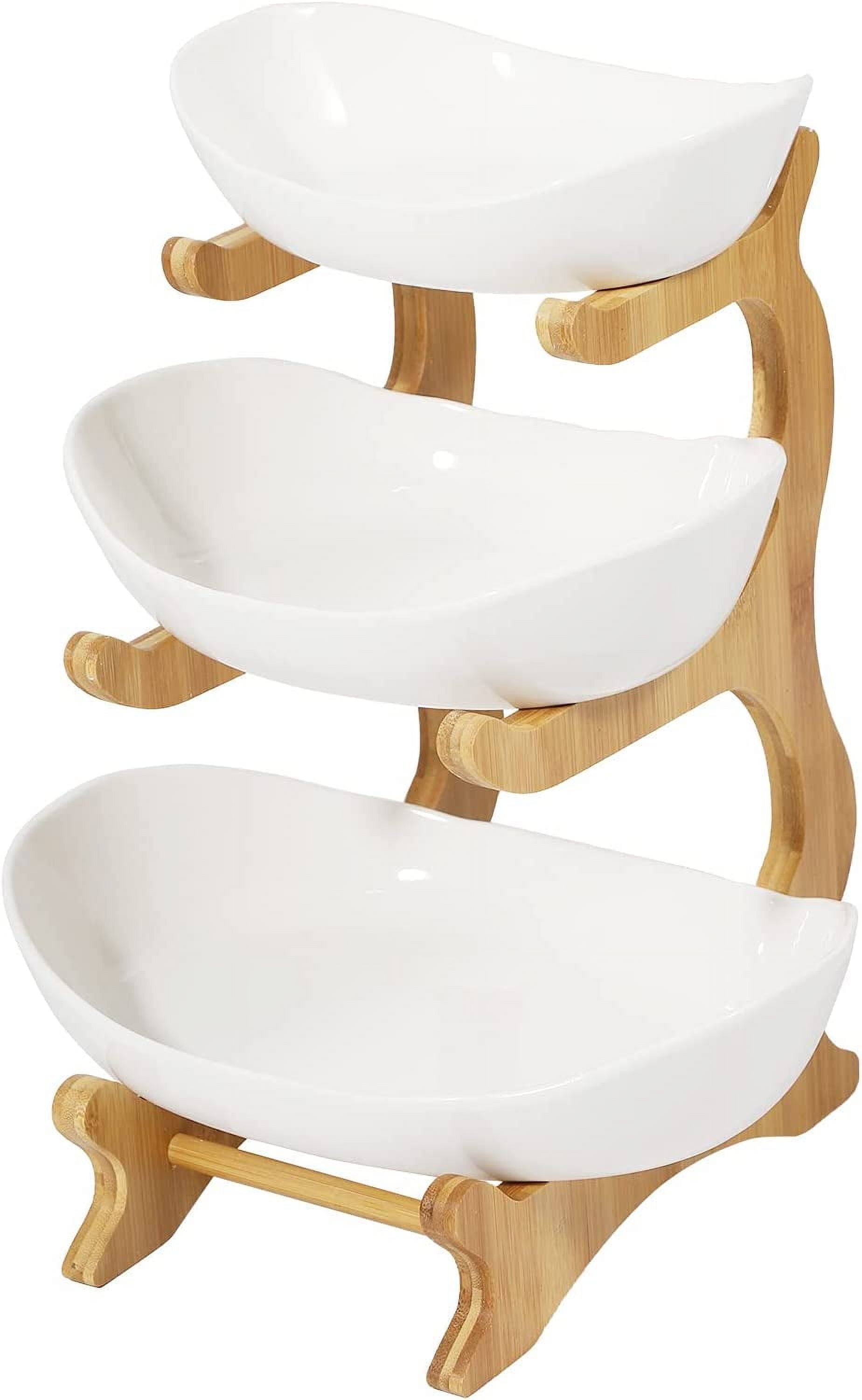 OCASAMI 3 Tier Fruit Bowl for Kitchen Counter, White Ceramic Fruit ...