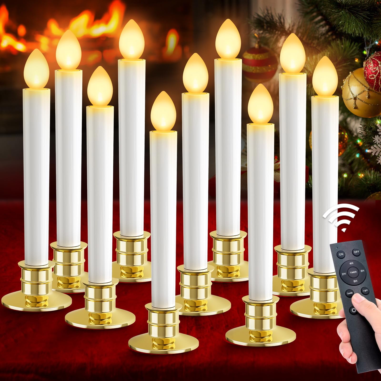 OCATO Christmas Window Lights: 10 Pack Flameless Battery Operated with ...