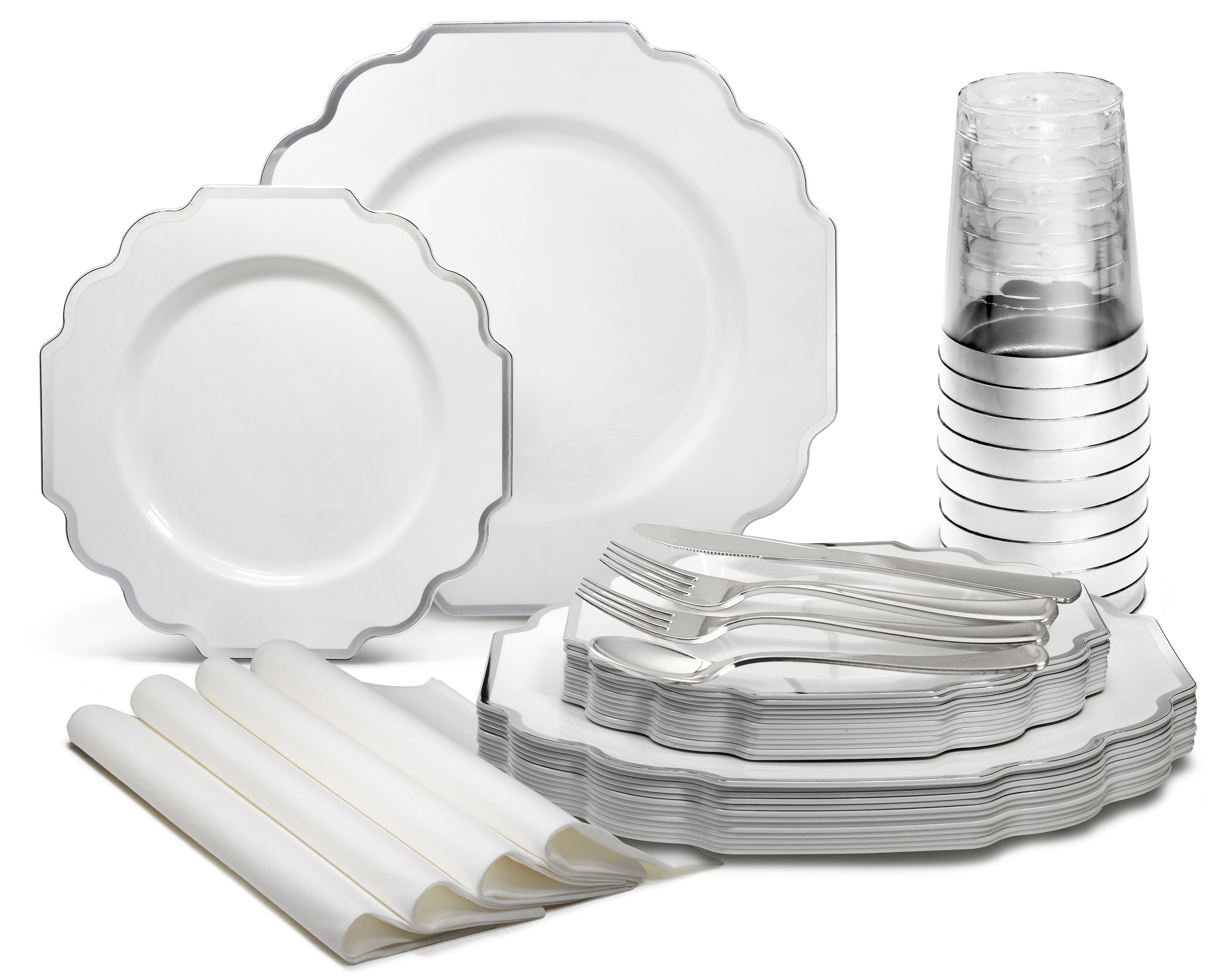 " OCCASIONS " 200 Piece set (25 Guests)-Wedding Plastic Plates ...