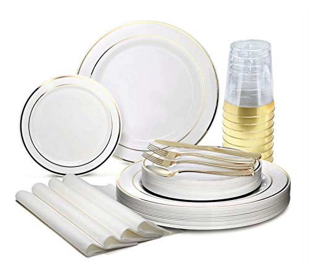 OCCASIONS 320pcs set (40 Guests)-Heavyweight Wedding Party Disposable ...