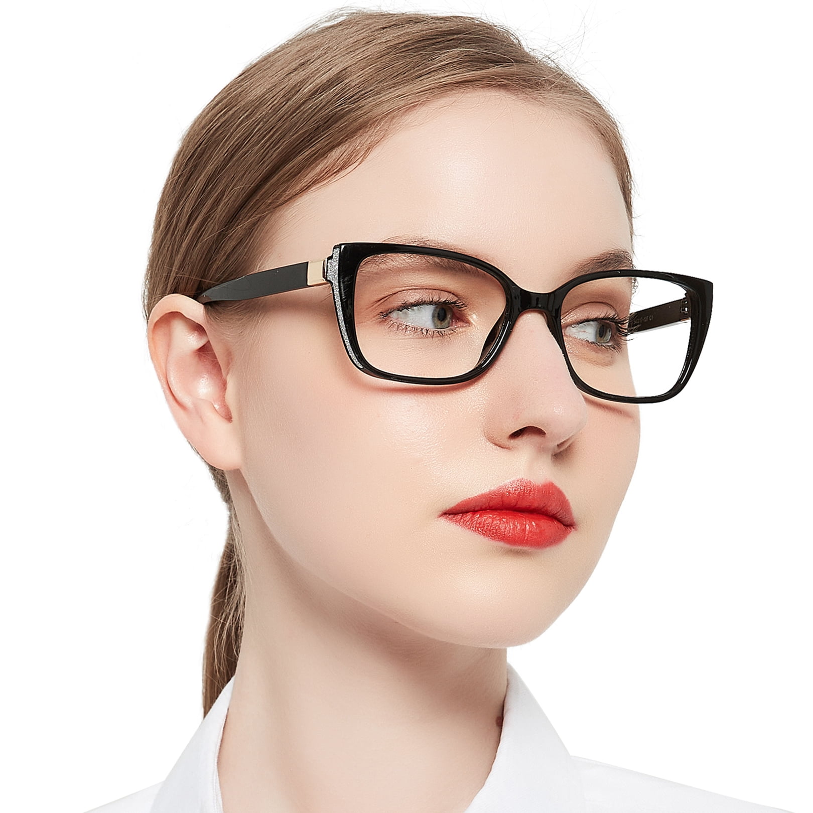 OCCI CHIARI Big Frame Reading Glasses, Womens Square Readers, Black, 1. ...
