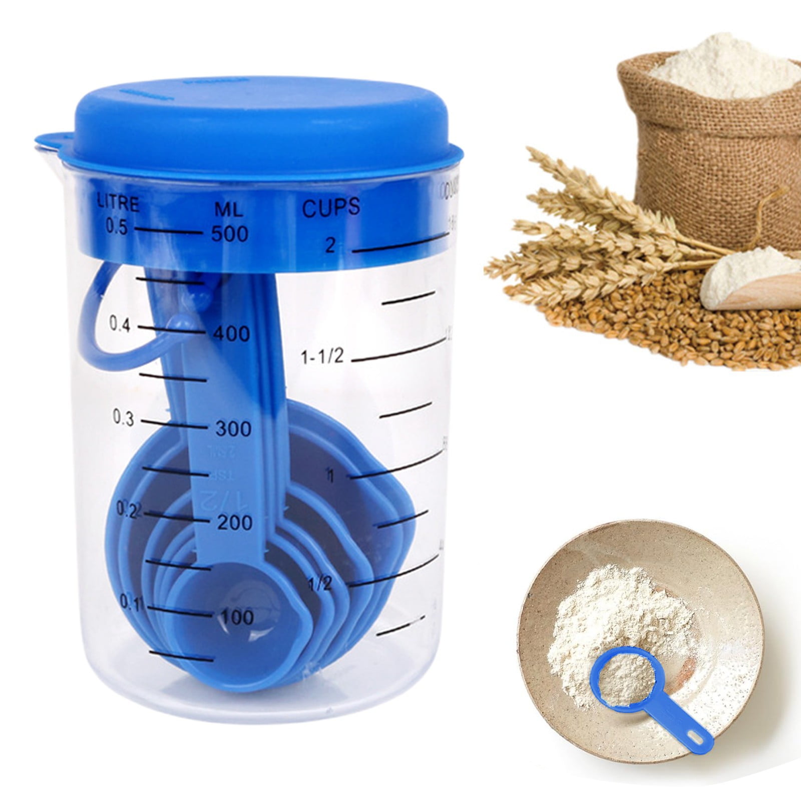 OCCOKO 7 Piece Kitchen Measuring Tool, Plastic Measuring Cup Measuring ...