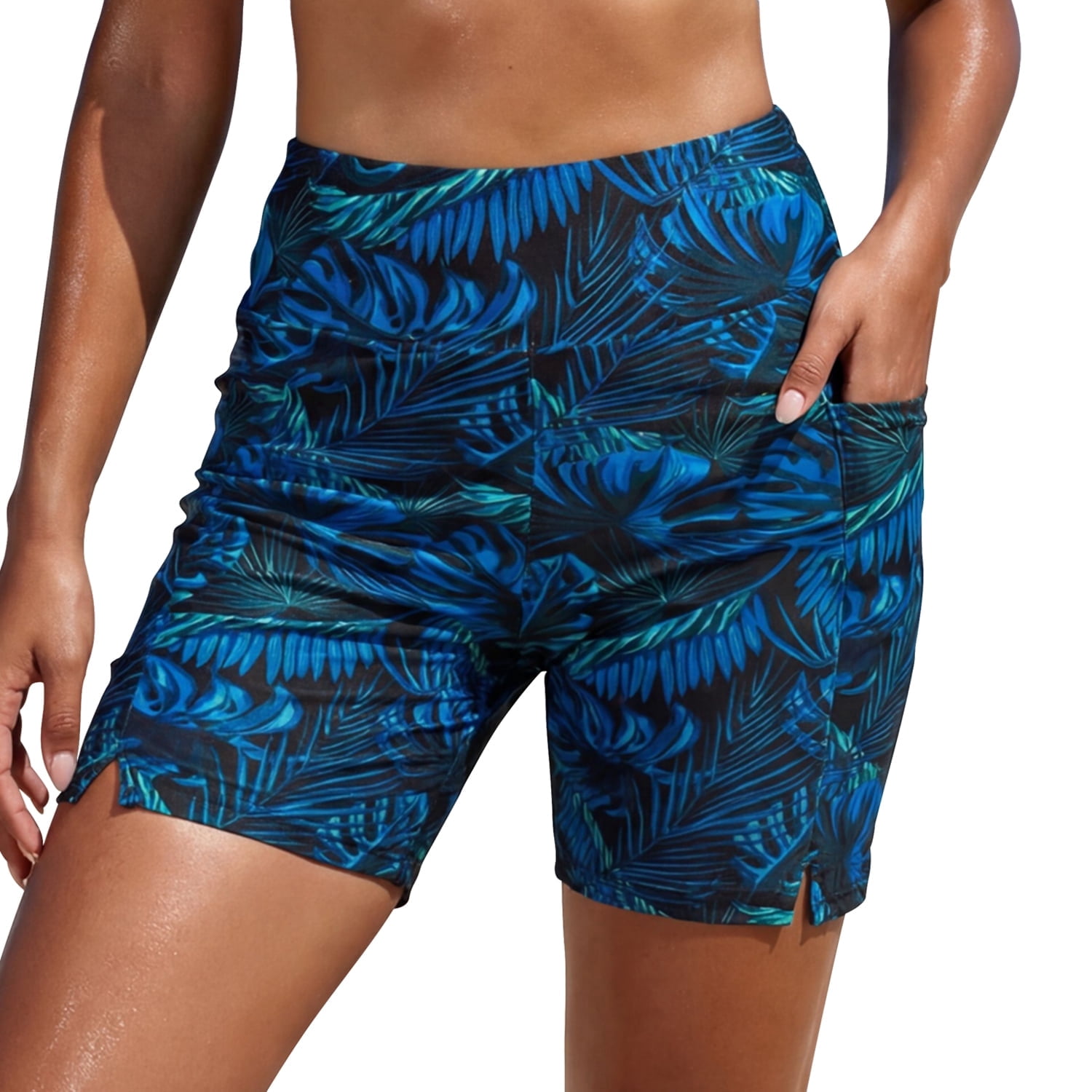OCEAN BLUES Women’s High Waisted Swimming Causal Beach Board Shorts ...