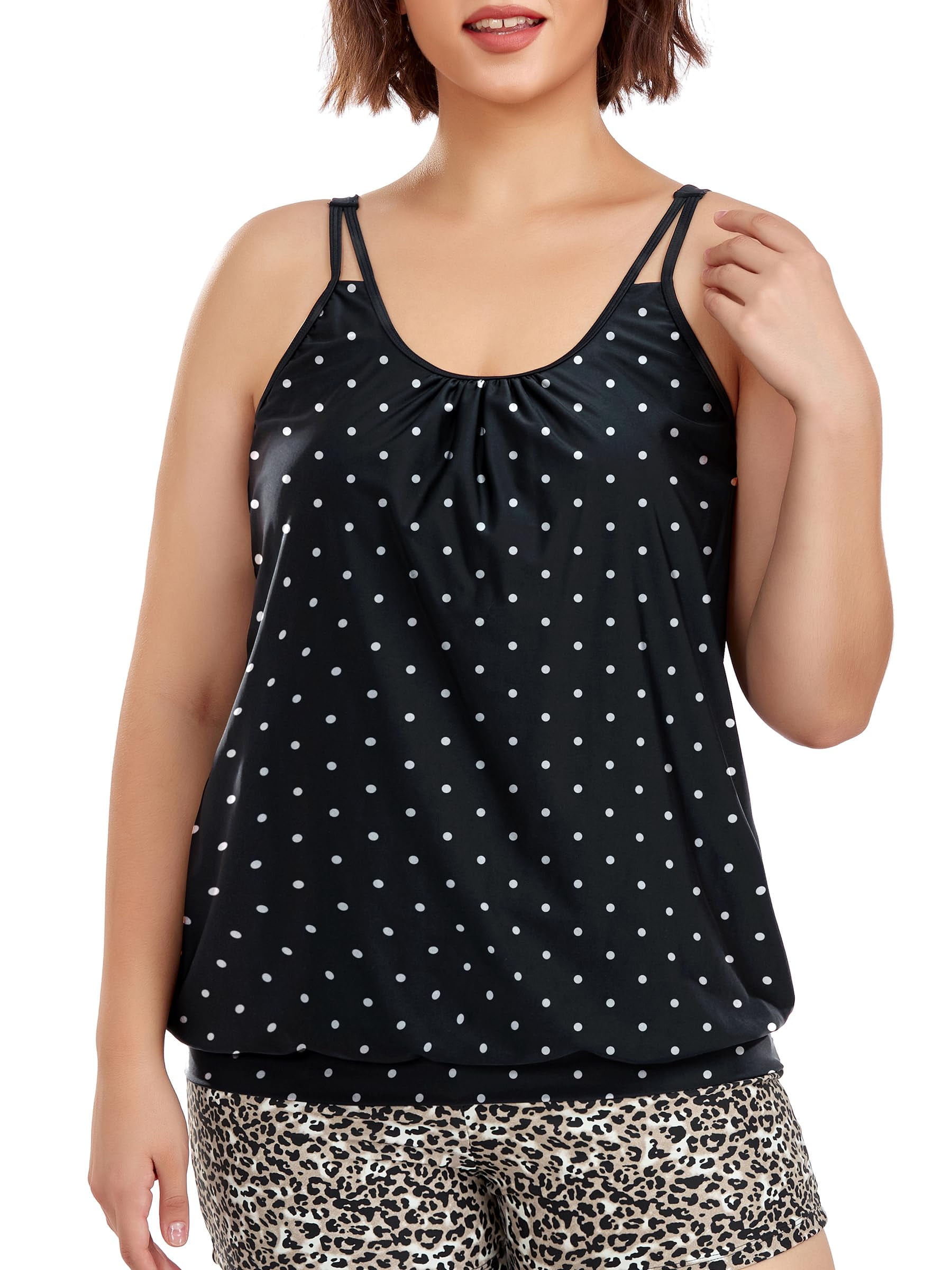 OCEAN BLUES Women's Plus Size Tankinis Long Torso Swimwear Top Only ...
